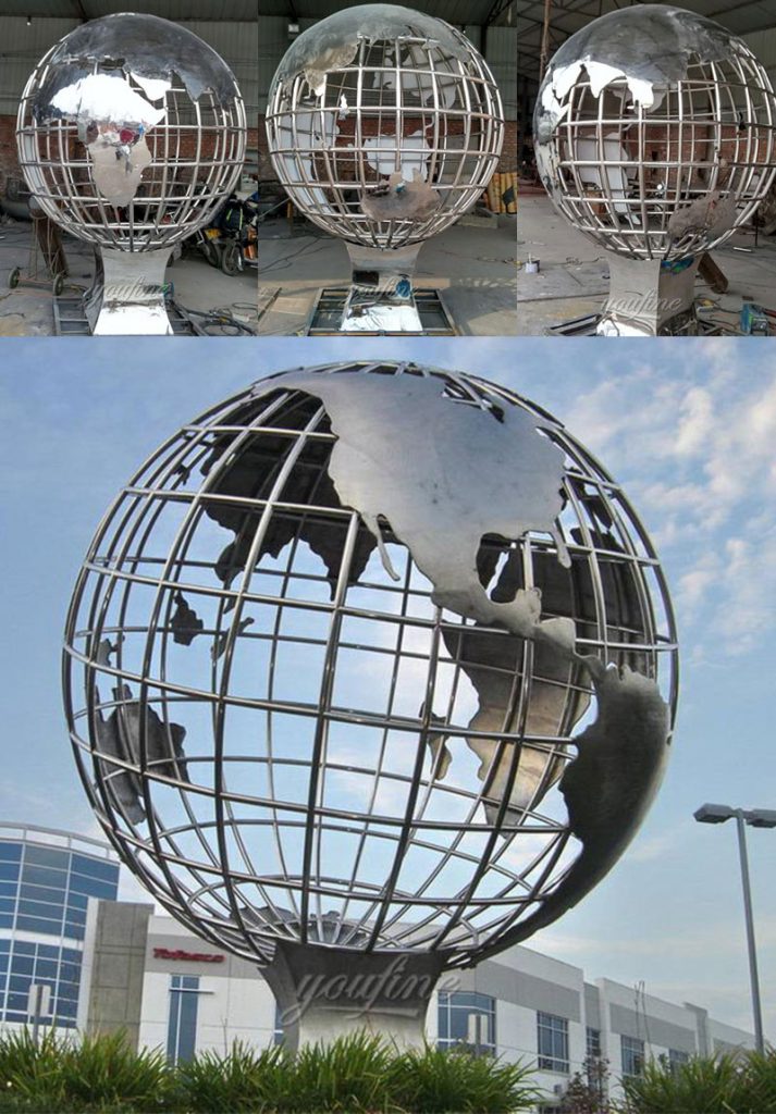 Large Outdoor Metal Globe Sculpture Customized Decor for Sale CSS-026 ...